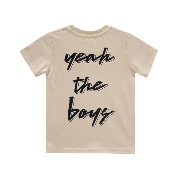 YEAH THE BOYS V2 SMALL PRINT TEE BEIGE – LITTLE THRILLS